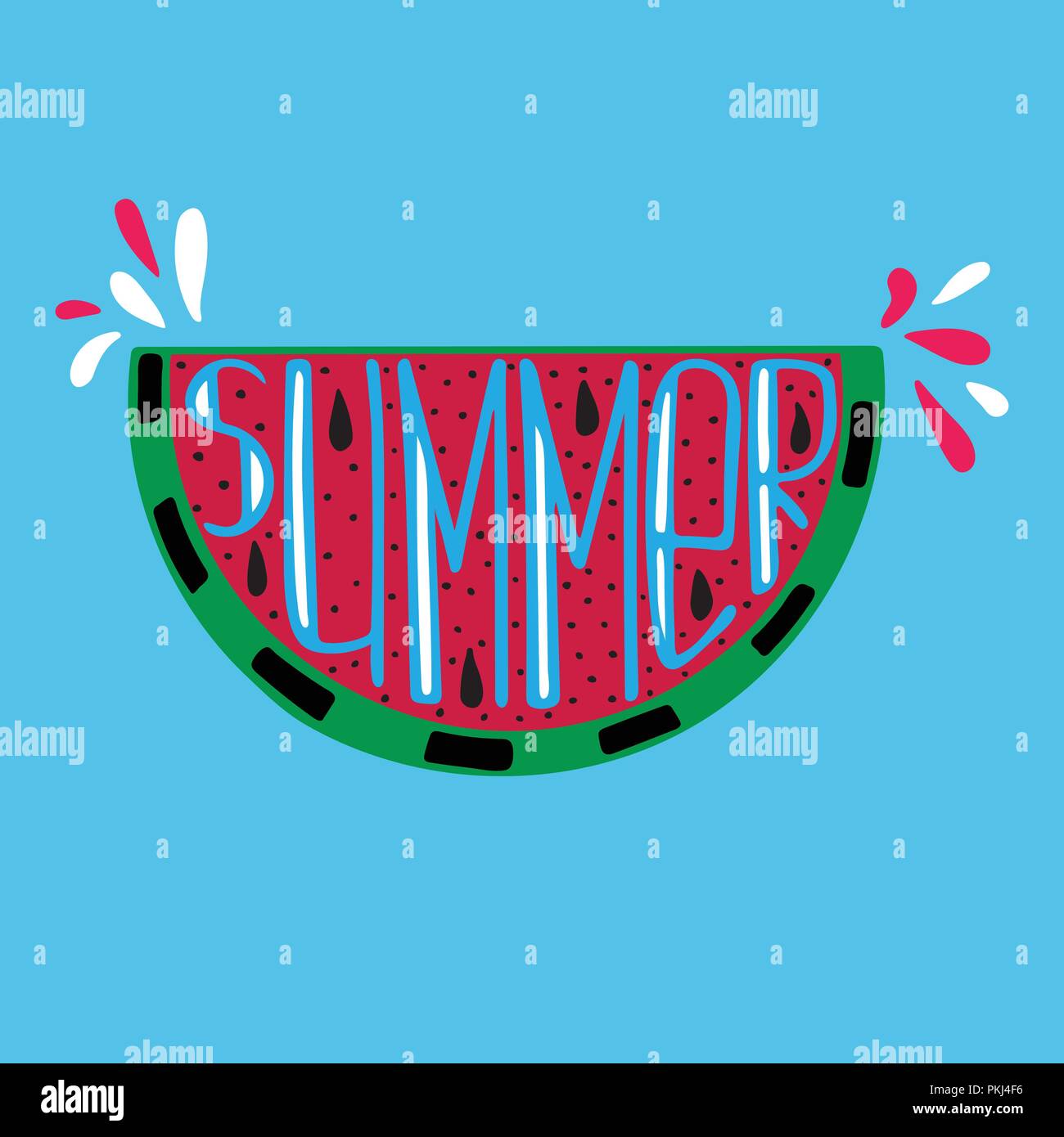 Unique illustration with a hand-drawn lettering for the Summer ...