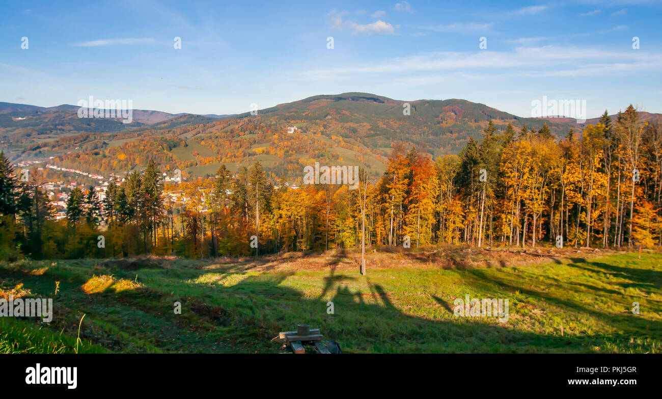 Mountain forest Autumn in Jeseníky Mountains, Czech Republic Stock ...