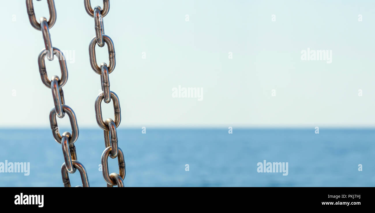 Chain and blue sea. Seascape with ship chain Stock Photo - Alamy