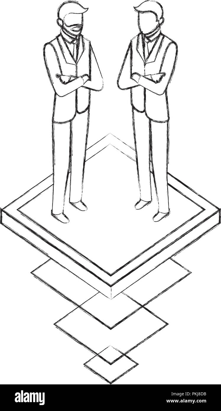 elegant businessmen in platform character icon vector illustration ...