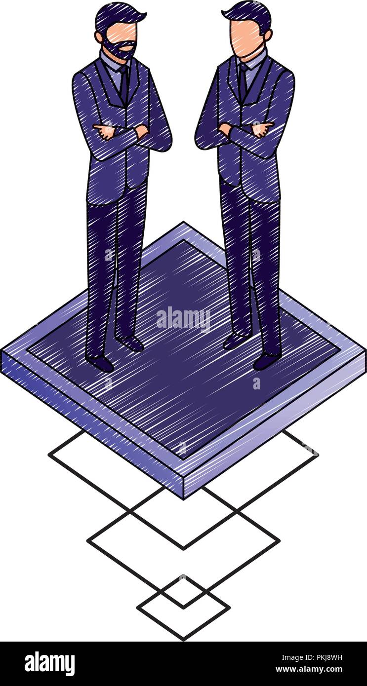 elegant businessmen in platform character icon vector illustration ...