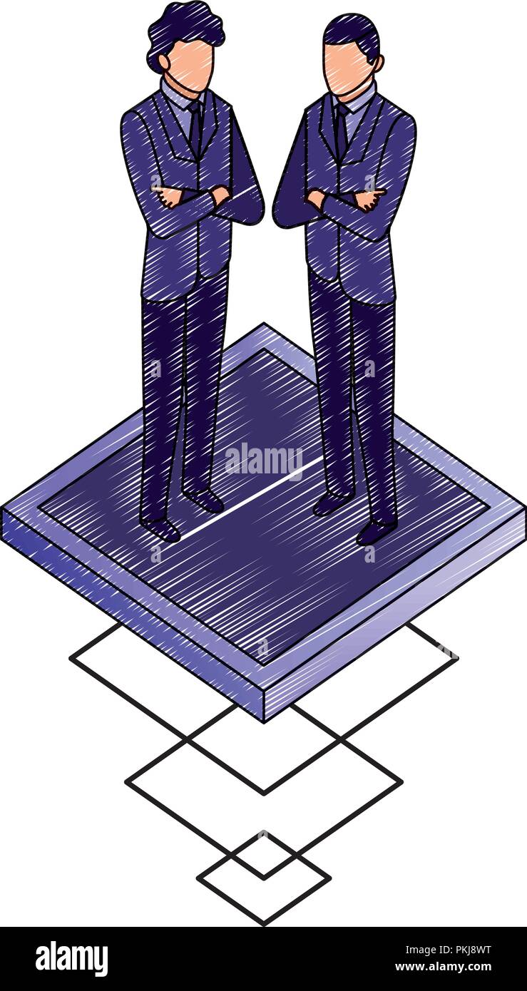 elegant businessmen in platform character icon vector illustration ...