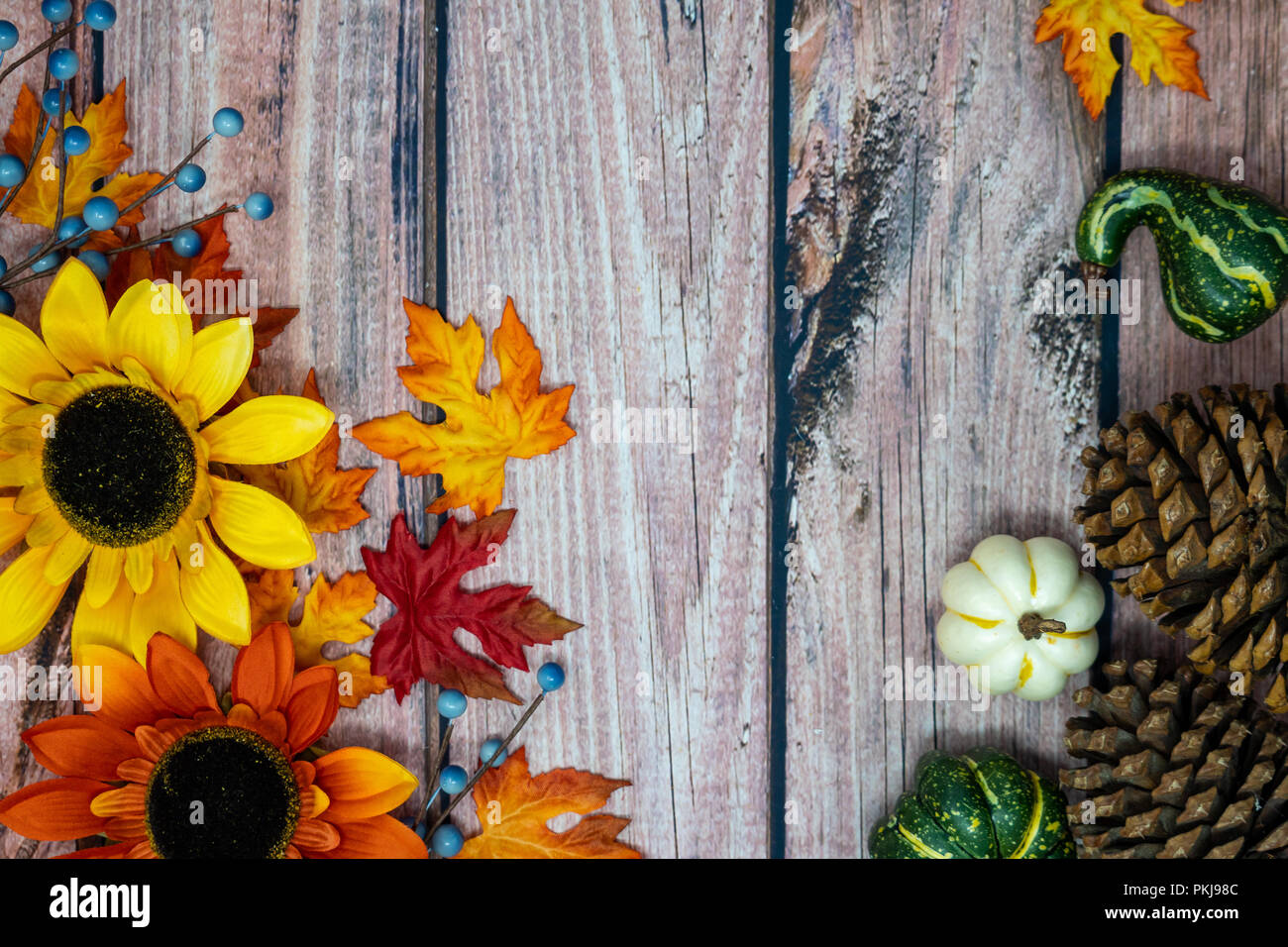 Fall autumn background with apples, leaves, pine cones and colorful ...