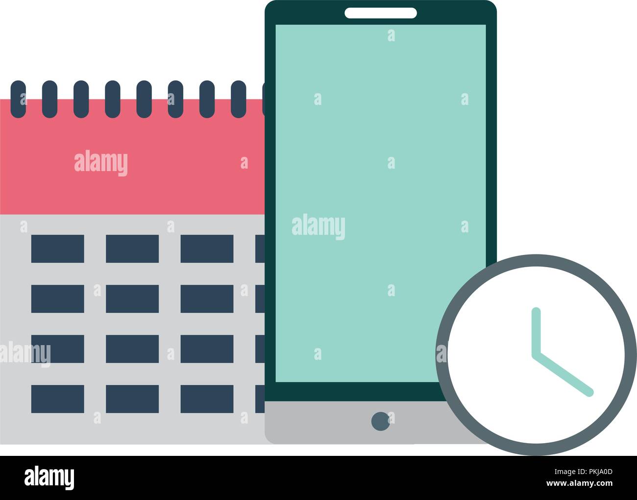 calendar reminder with smartphone and clock vector illustration design ...