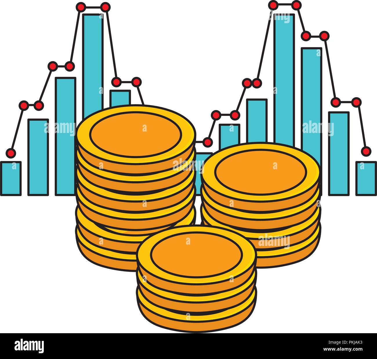 coins money with statistics vector illustration design Stock Vector ...