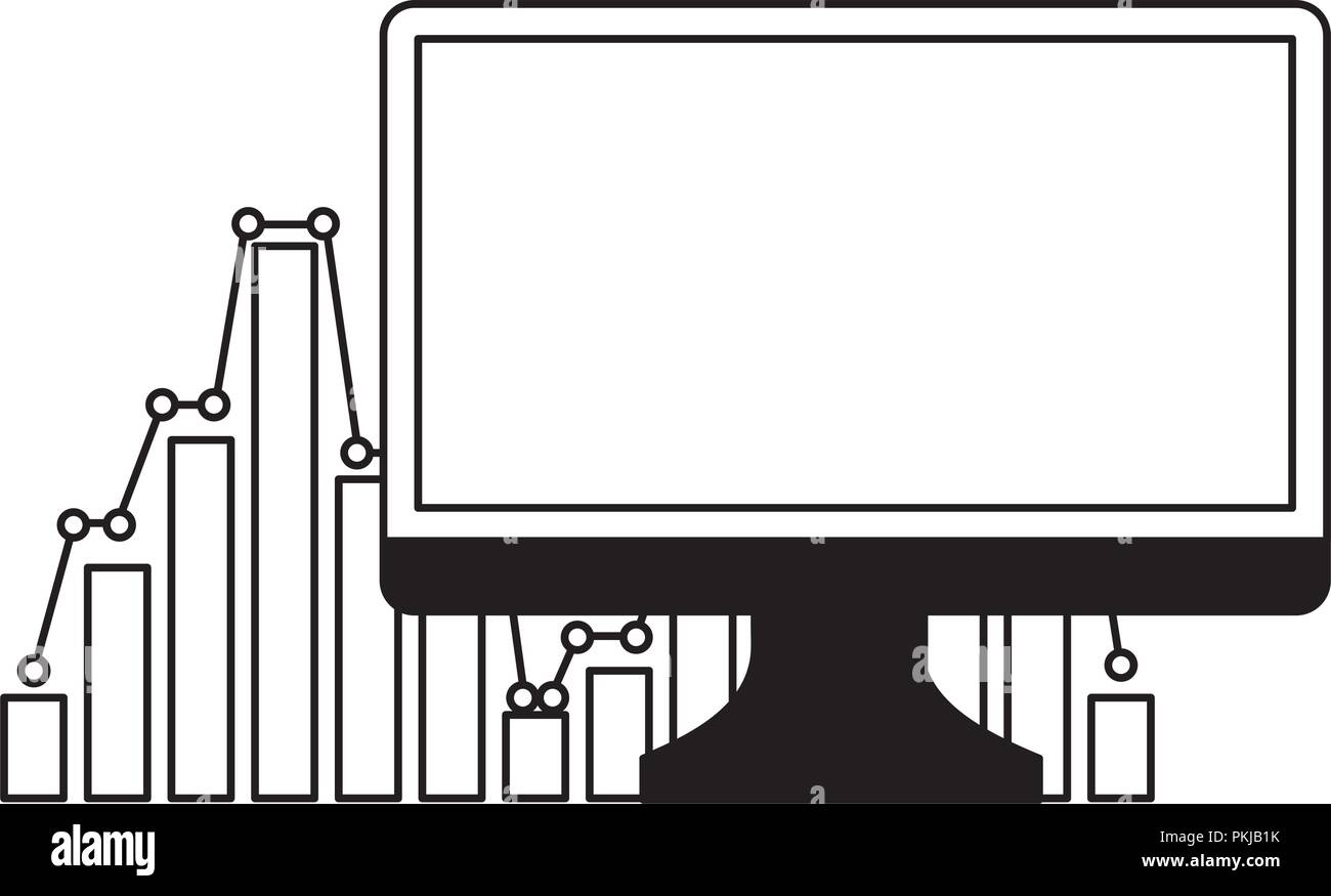 computer monitor with statistics graphical vector illustration design ...
