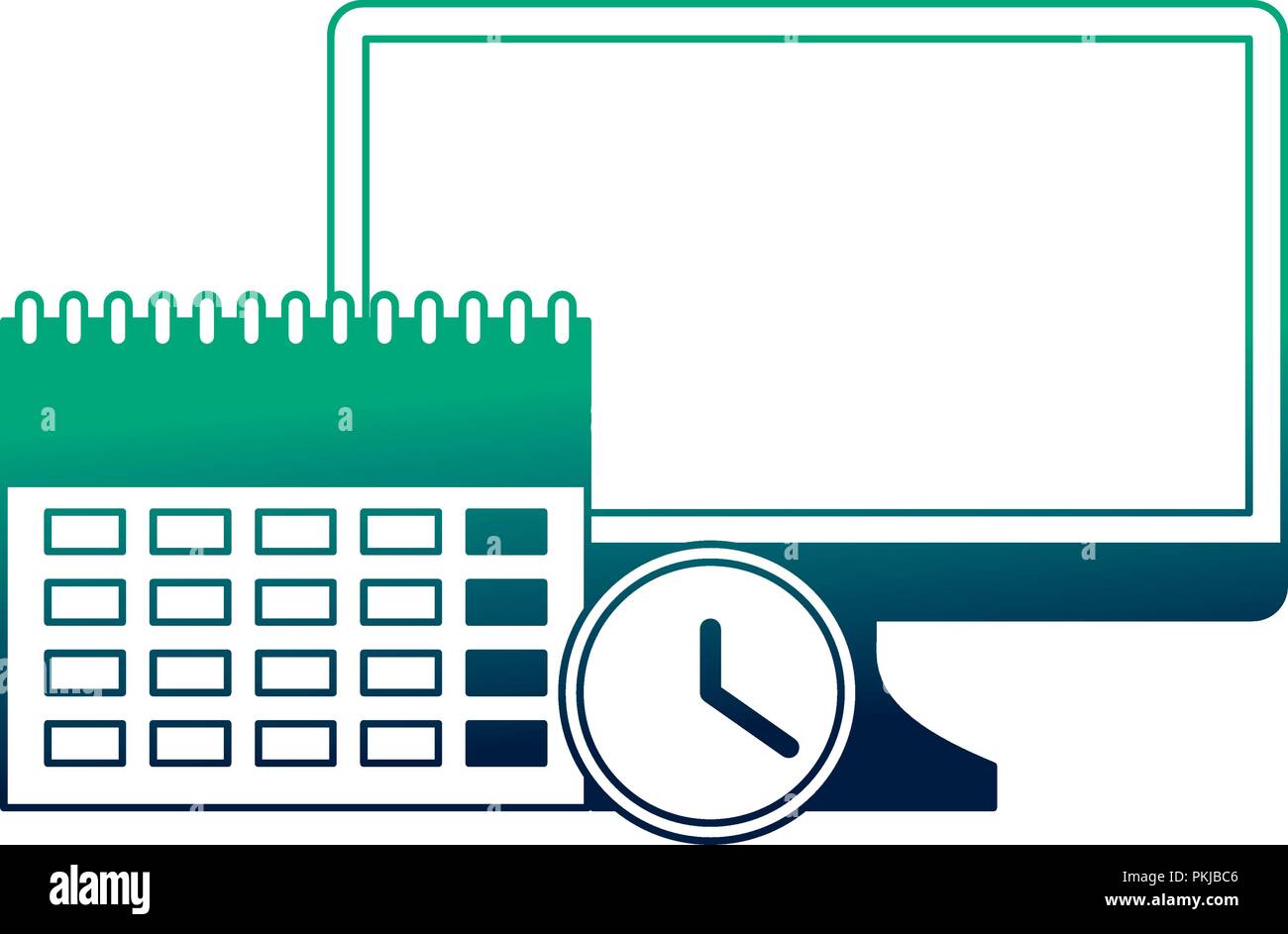 calendar reminder with monitor computer and clock vector illustration ...