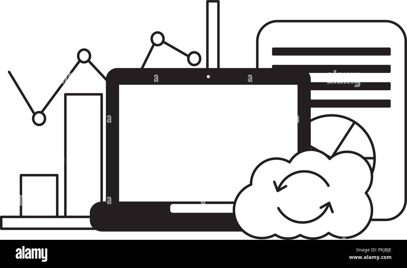 laptop cloud computing reload chart finance document vector illustration Stock Vector Image ...