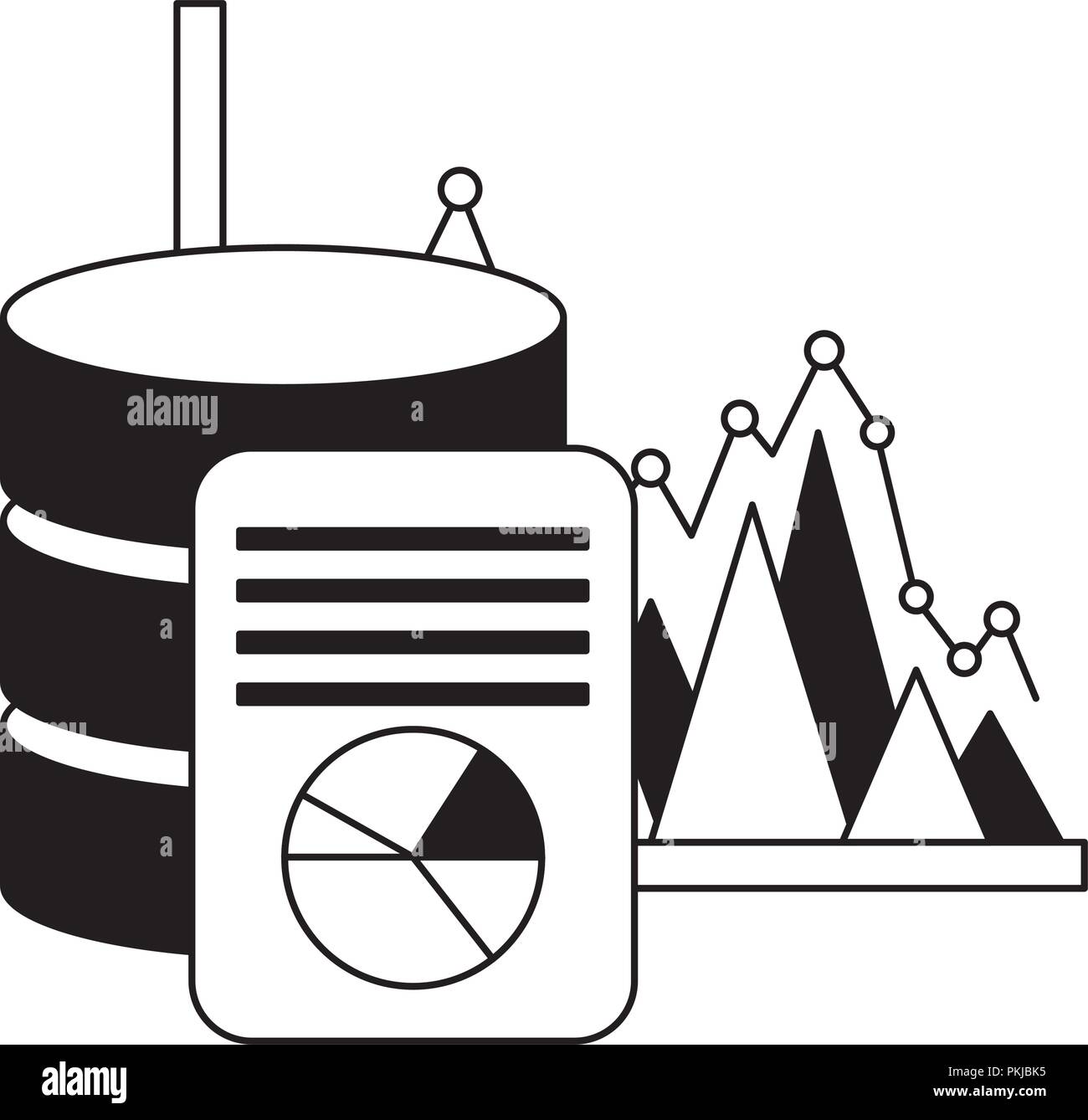 Business Database Server Document Statistic Vector Illustration Stock