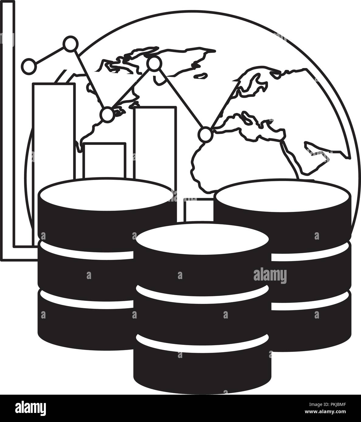 database center storage world graph financial vector illustration Stock ...