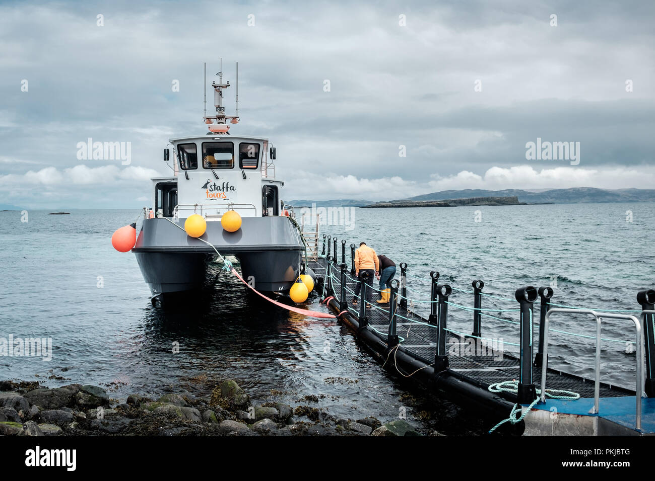 Tourist boat arriving at Lunga Island, near the Isle of Mull, Monday 9 ...