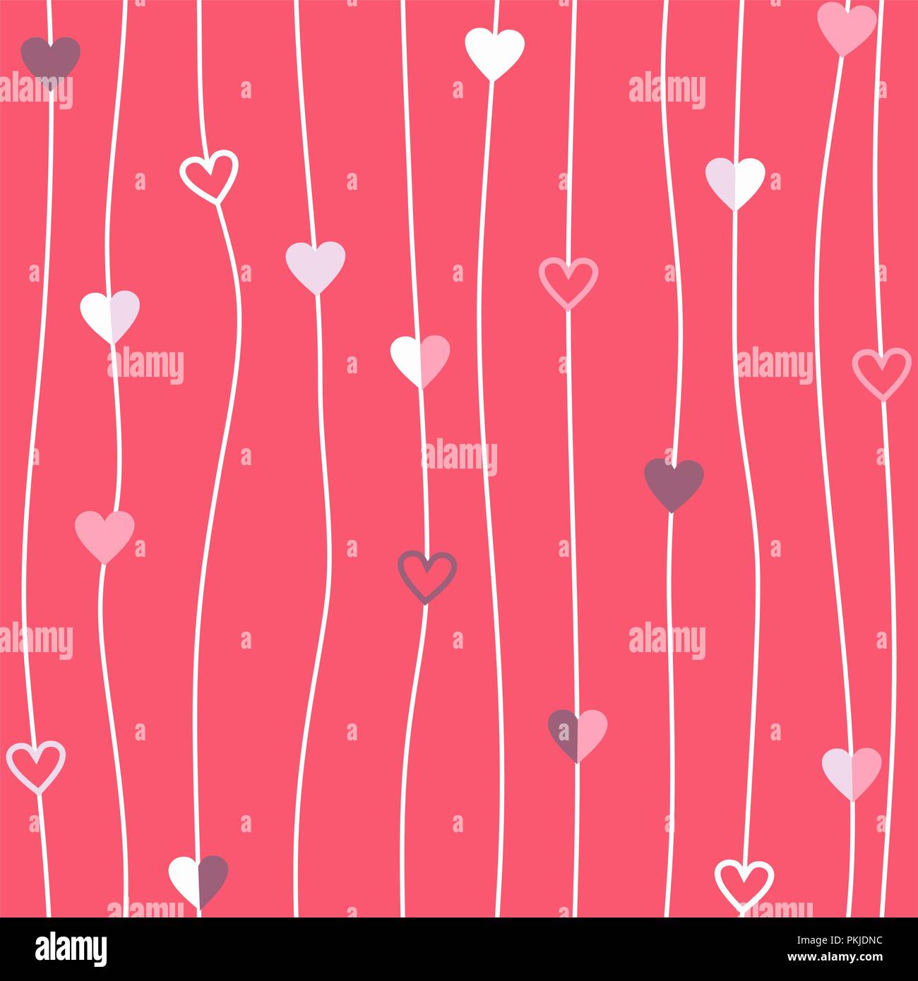 Hearts thread vector seamless pattern Abstract string pink texture of ...