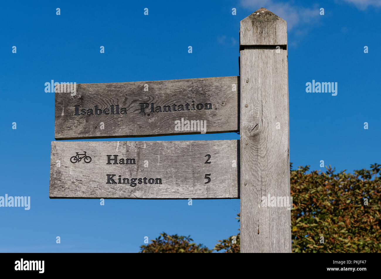 Footpath signpost in Richmond Park, London England United Kingdom UK ...