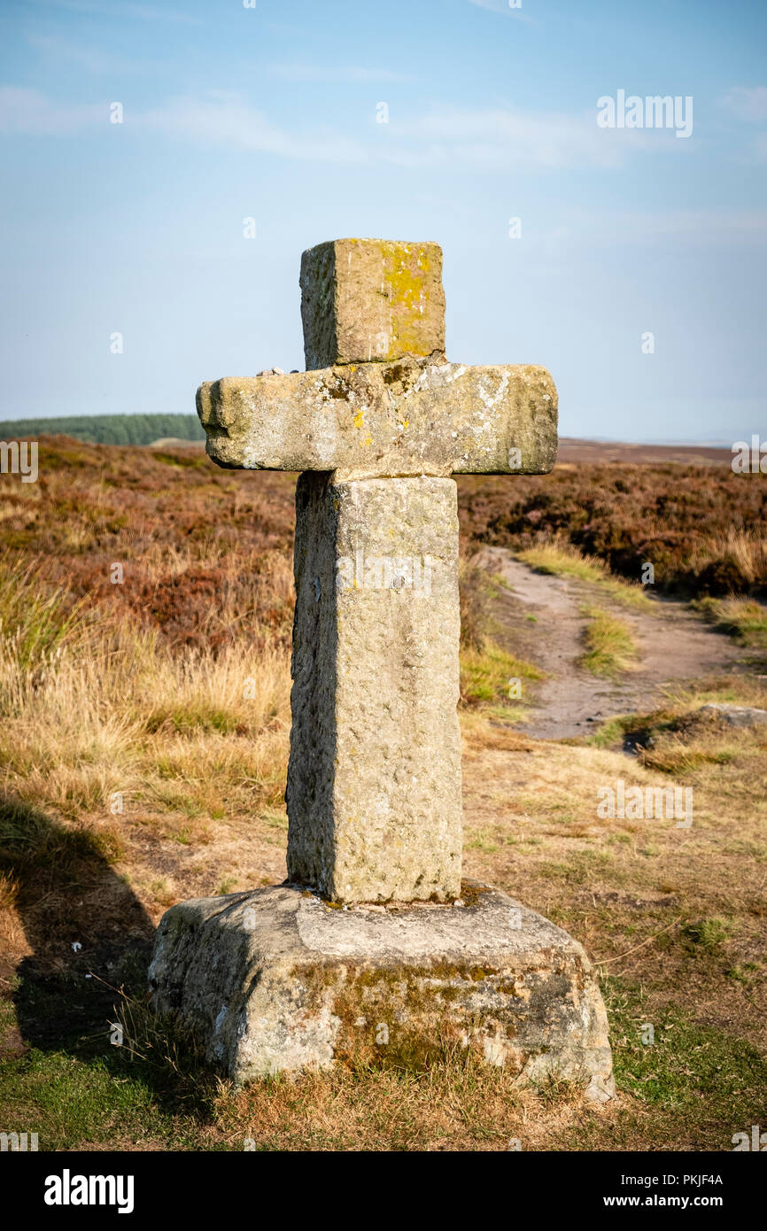 Cowpers Cross, an ancient stone cross stands close to the old Roman ...