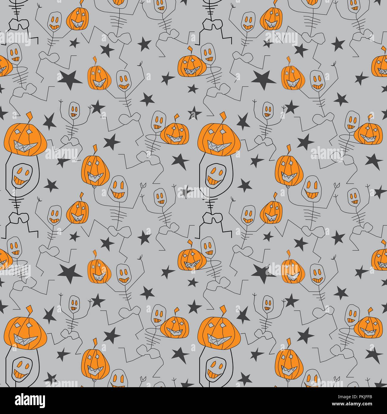 happy creepy dancing silhouettes holding halloween s pumpkins.seamless ...