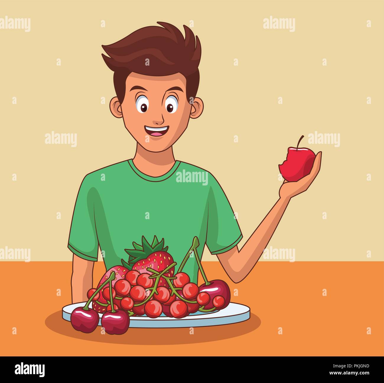 Young man and healthy food Stock Vector Image & Art - Alamy