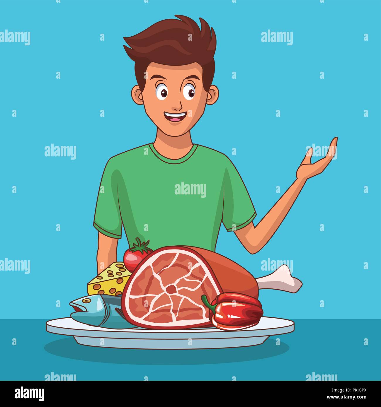 Man eating tomato Stock Vector Images - Alamy