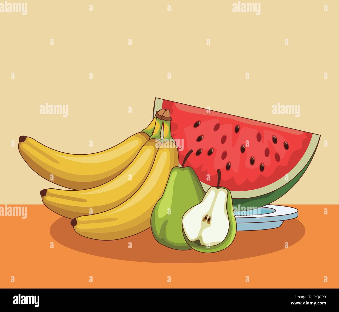 Fruits on table cartoons Stock Vector Image & Art - Alamy
