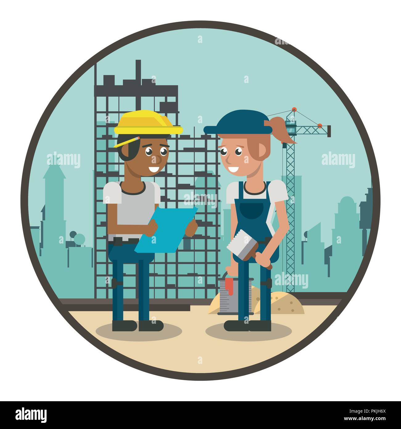Geometric workers cartoons Stock Vector Image & Art - Alamy