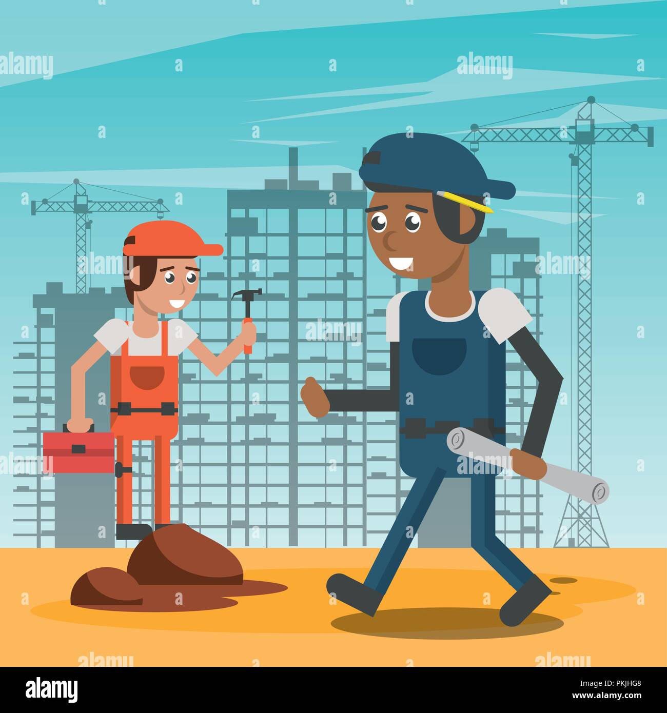 Construction workers cartoons Stock Vector Image & Art - Alamy