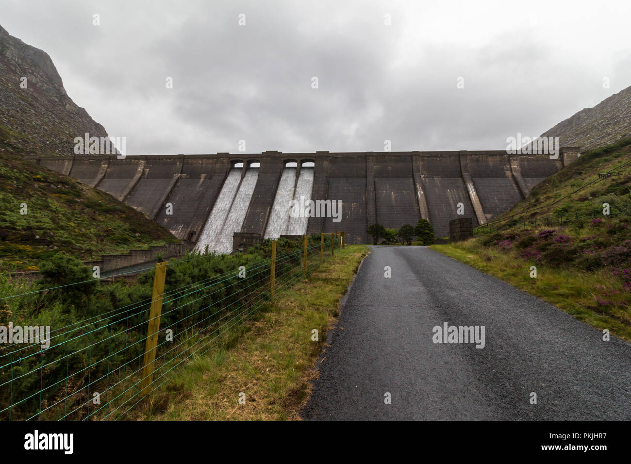 Road leading to Ben Crom Reservoir in the heart of the Mourne Mountains ...
