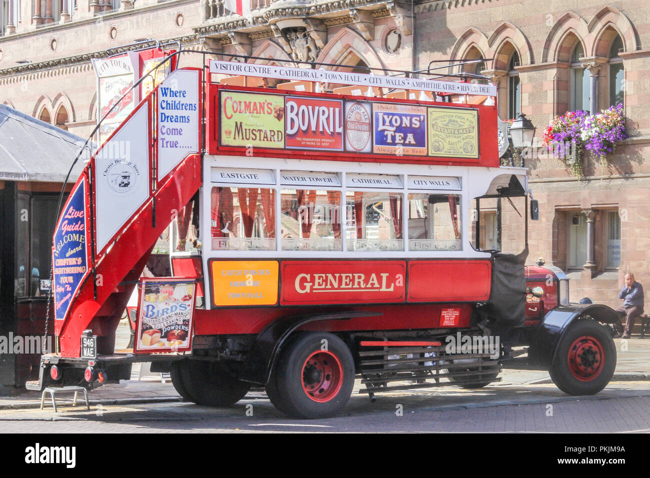 Chester, England - 16th August 2016: Vintage open topped, double decker ...