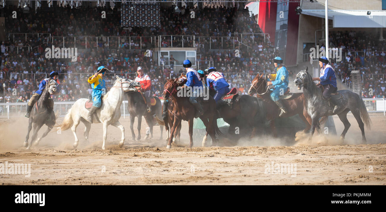 Lake Issyk-Kul, Kurgyzstan, 7th September 2018: game of kok-boru Stock ...