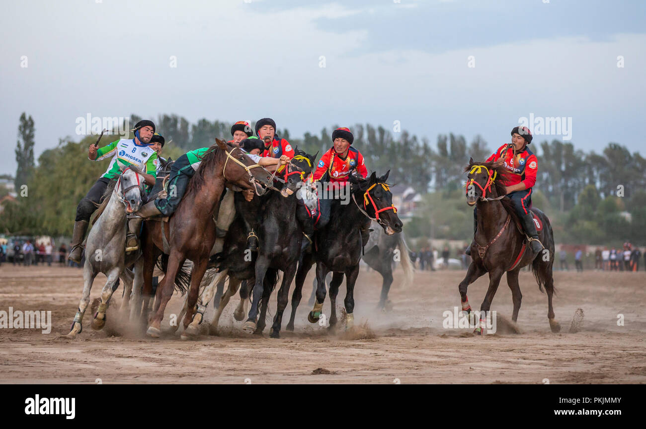 Lake Issyk-Kul, Kurgyzstan, 7th September 2018: game of kok-boru Stock ...