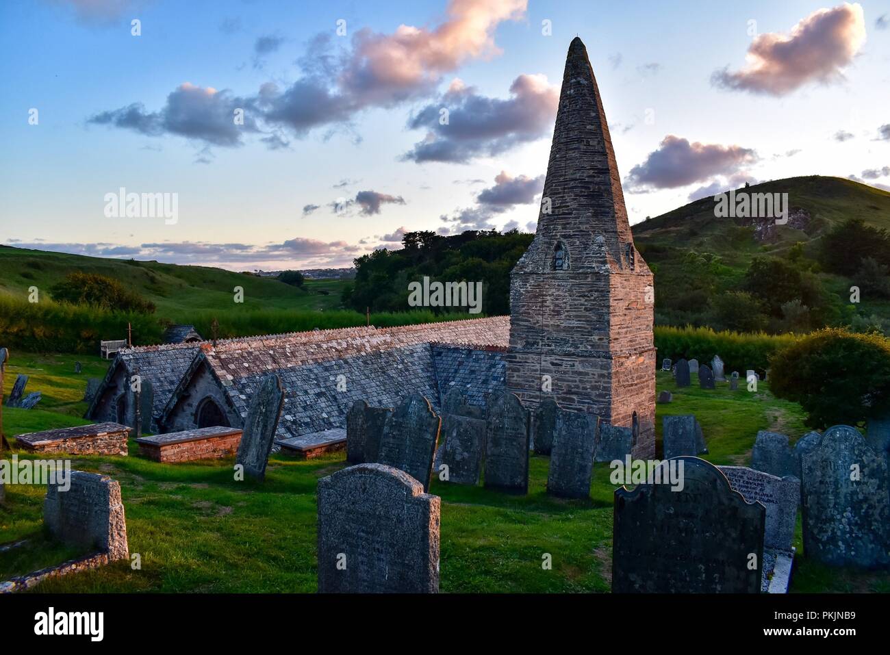 Sunset at St. Enodoc’s Church and Brea Hill Stock Photo - Alamy
