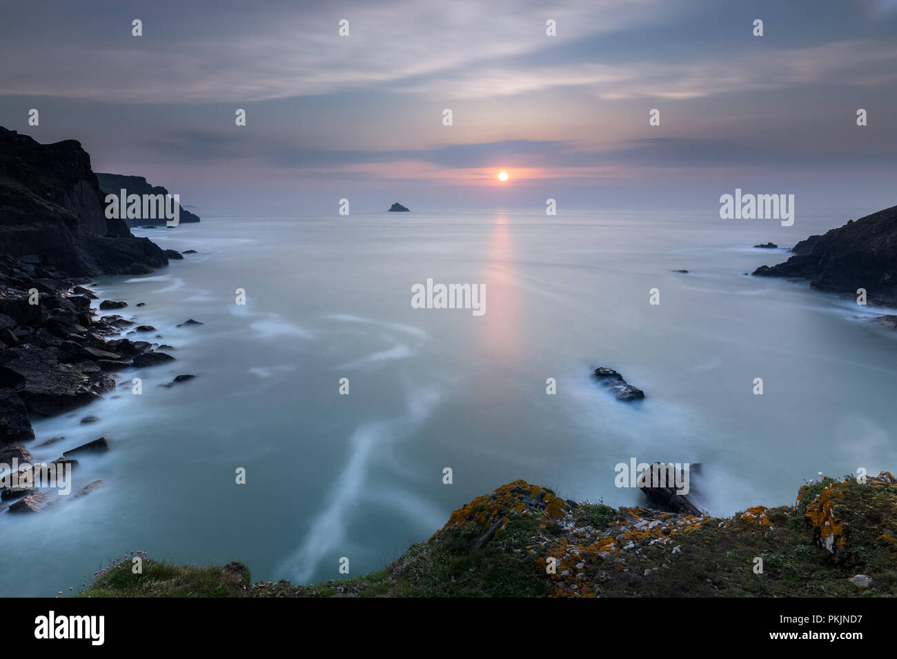 Sunset, Pentire Point, Cornwall Stock Photo - Alamy