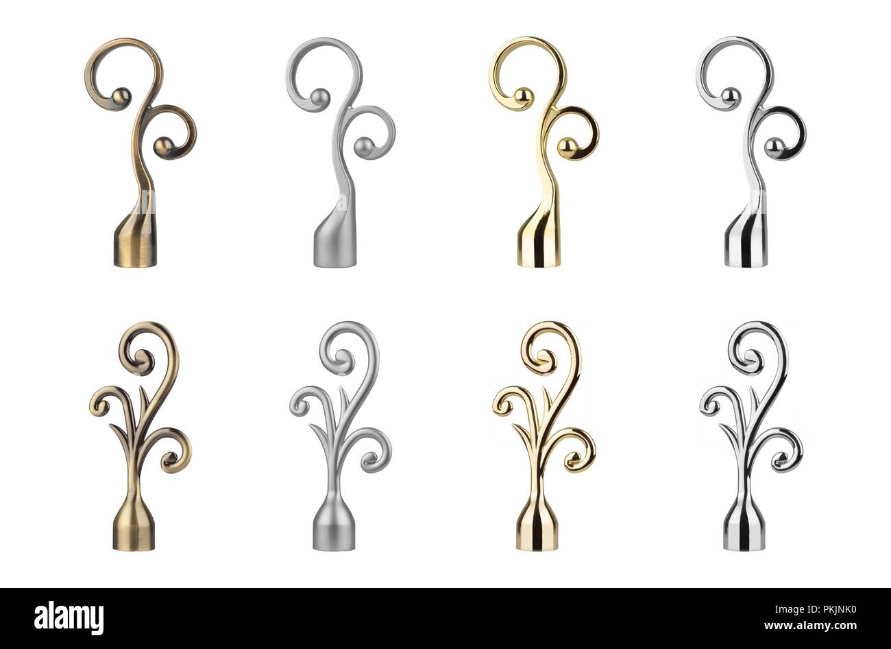 Tips for curtain poles on a white background. Ending for curtain eaves ...