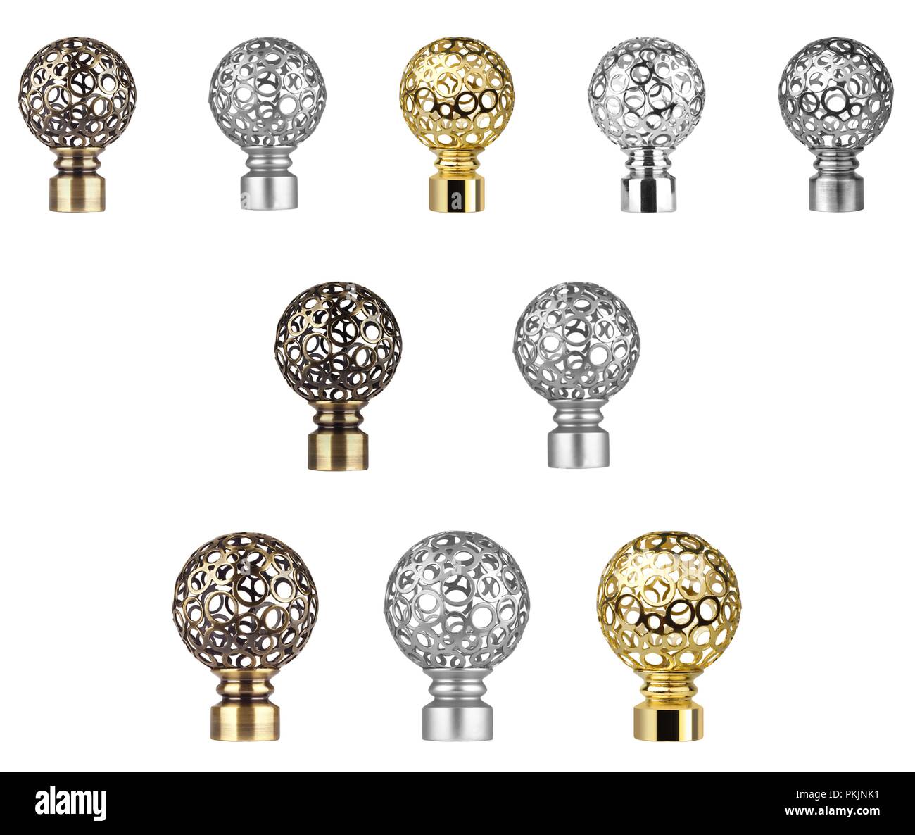 Tips for curtain poles on a white background. Ending for curtain eaves ...