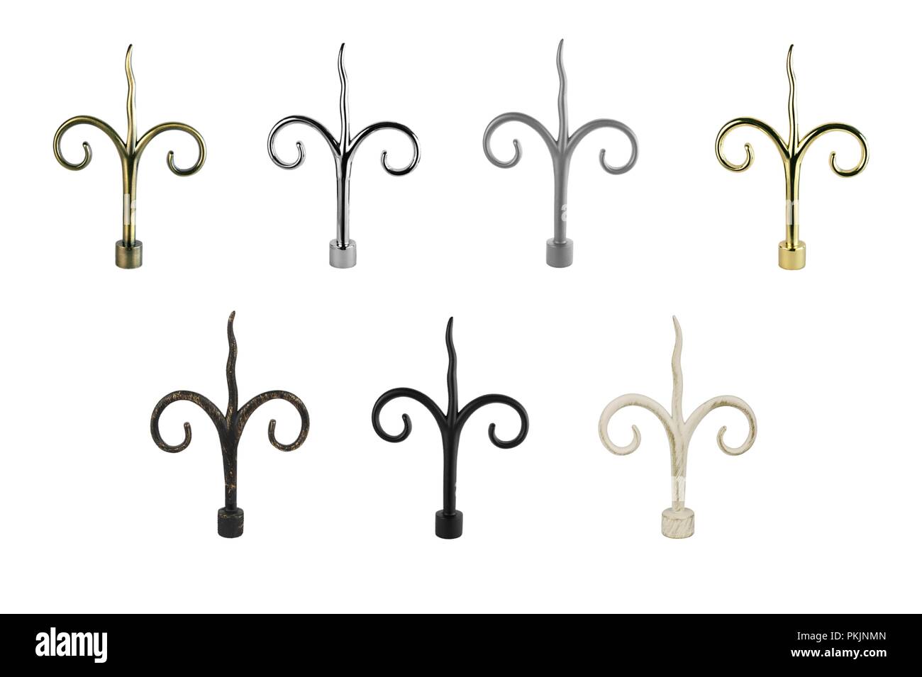 Tips for curtain poles on a white background. Ending for curtain eaves ...