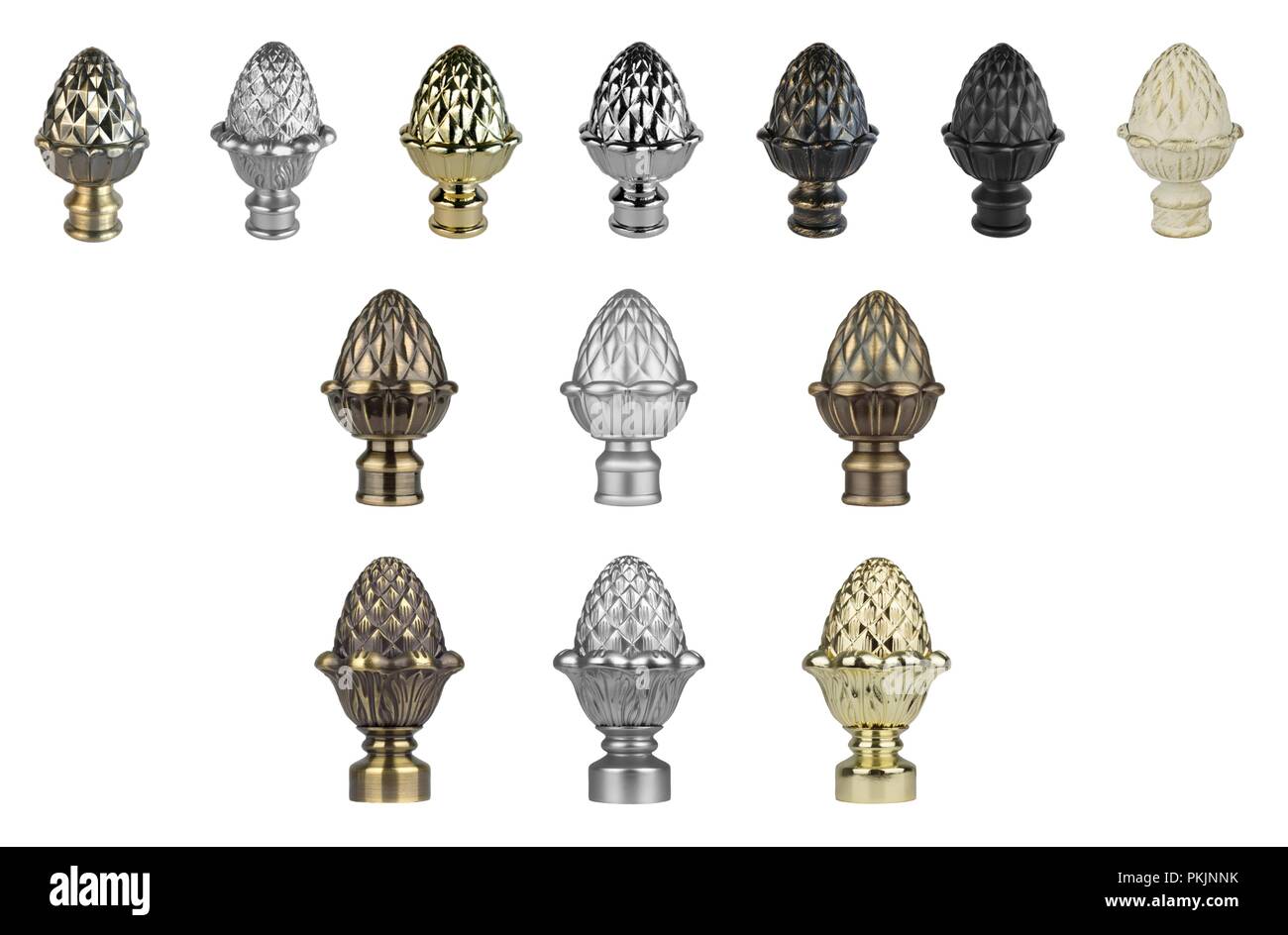 Tips for curtain poles on a white background. Ending for curtain eaves ...