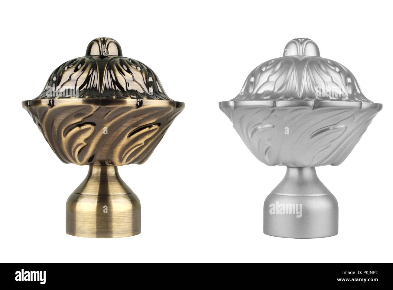 Tips for curtain poles on a white background. Ending for curtain eaves ...