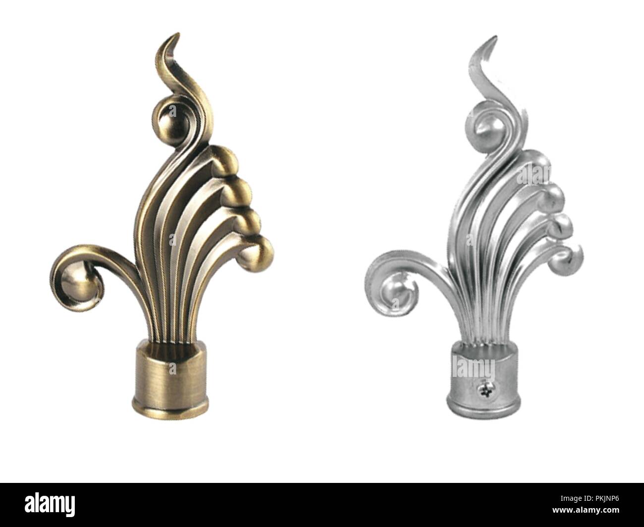 Tips for curtain poles on a white background. Ending for curtain eaves ...