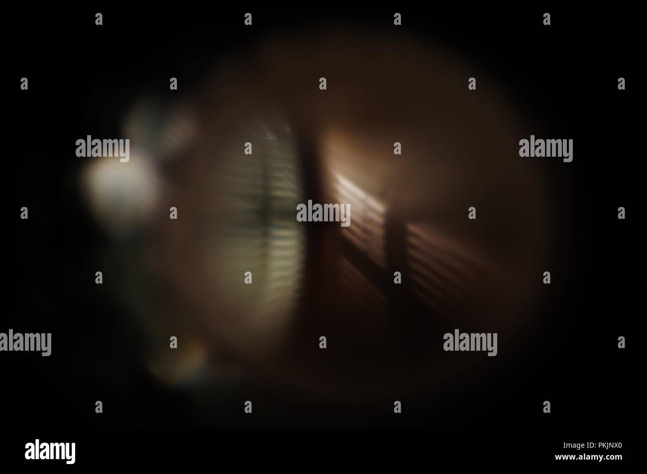 Abstract of venetian blind shadows across it shot through a glass Stock ...