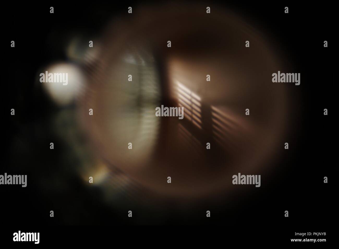 Abstract of venetian blind shadows across it shot through a glass Stock ...