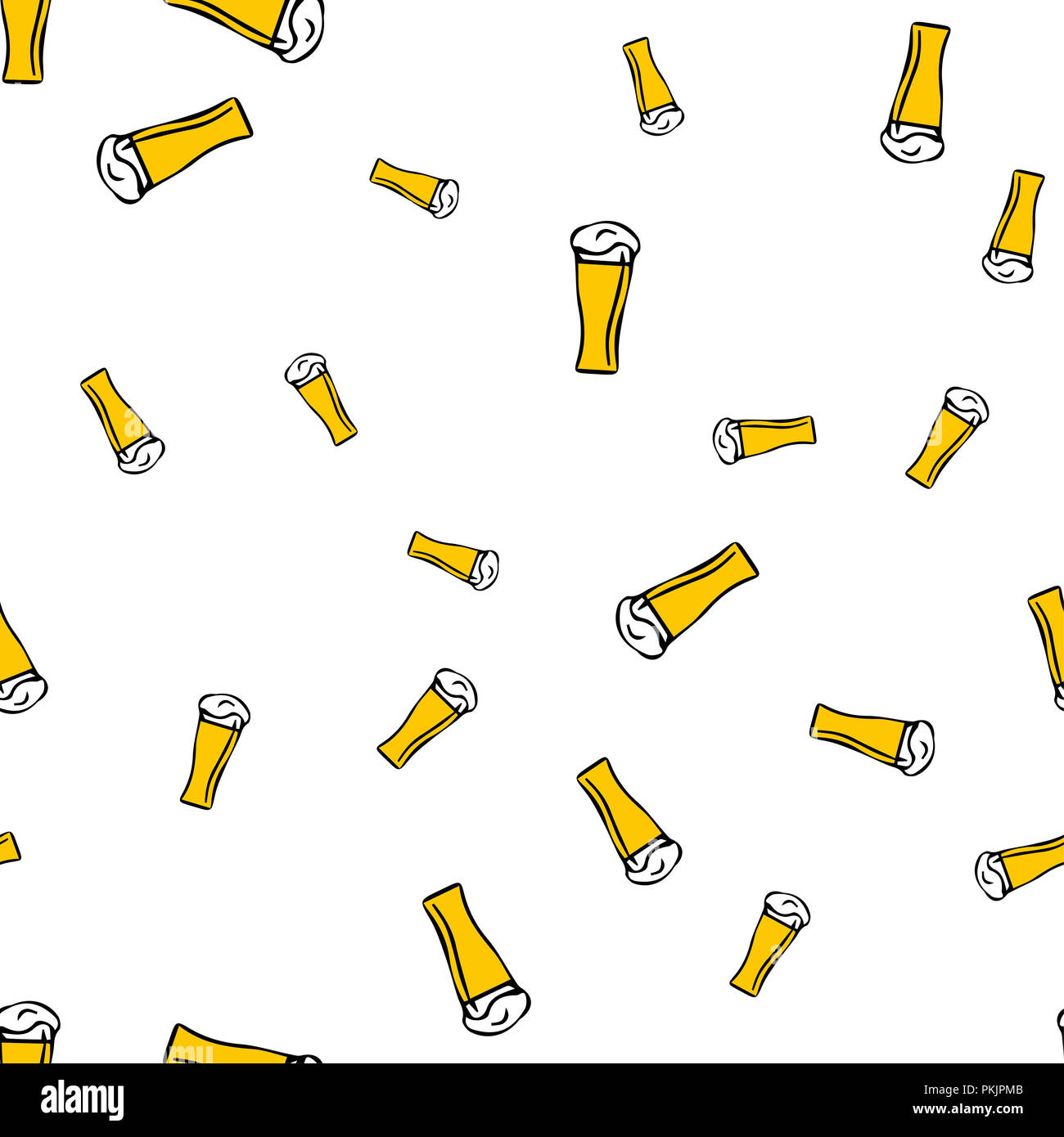 Glass beer pattern seamless. illustration. Isolated white background ...