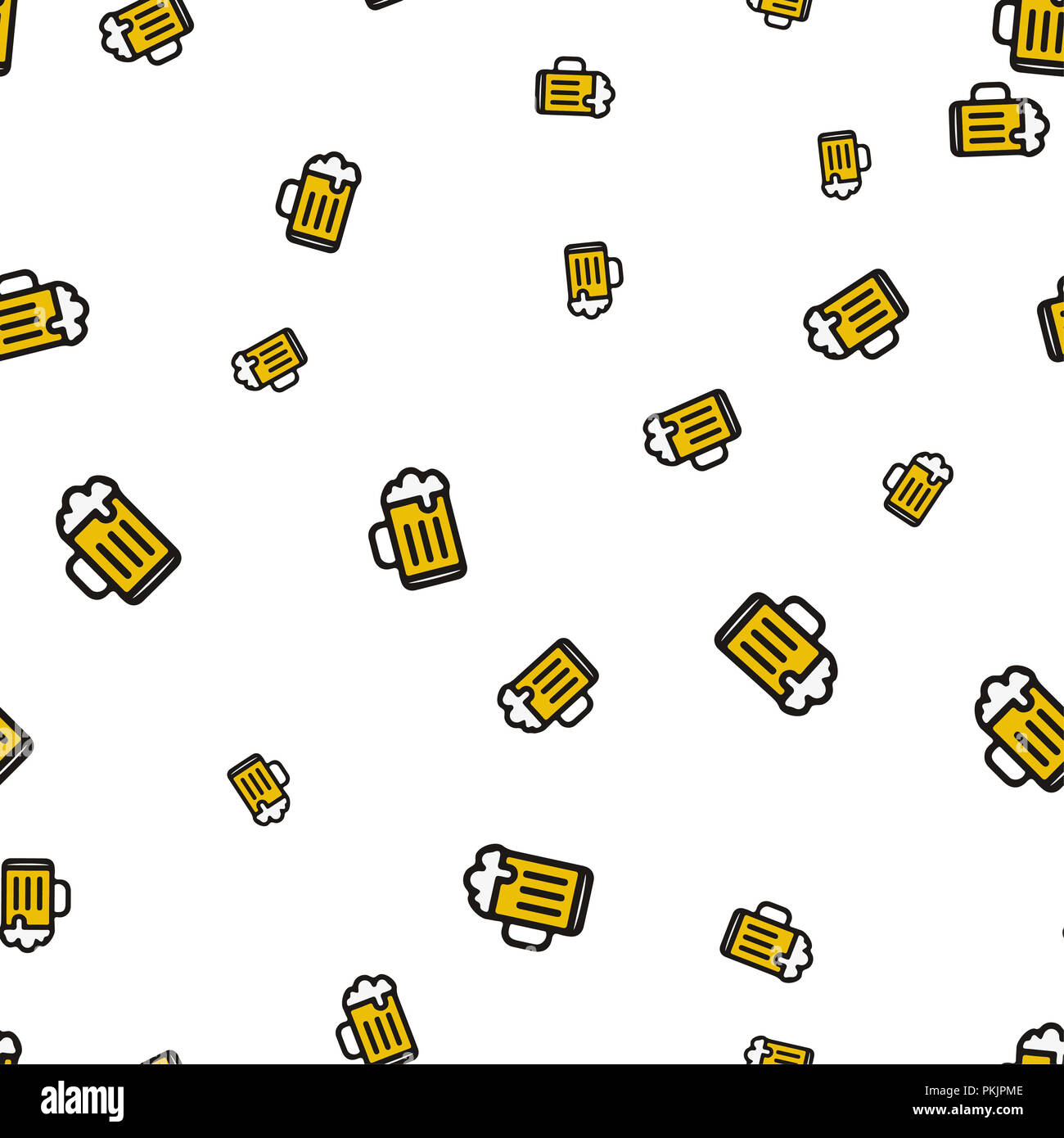 Mug beer seamless pattern. illustration. Isolated white background ...