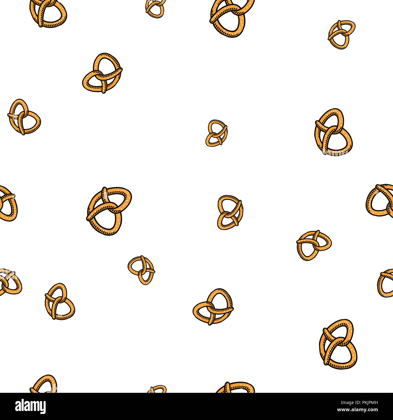Pretzel pattern seamless. illustration. Isolated white background Stock ...