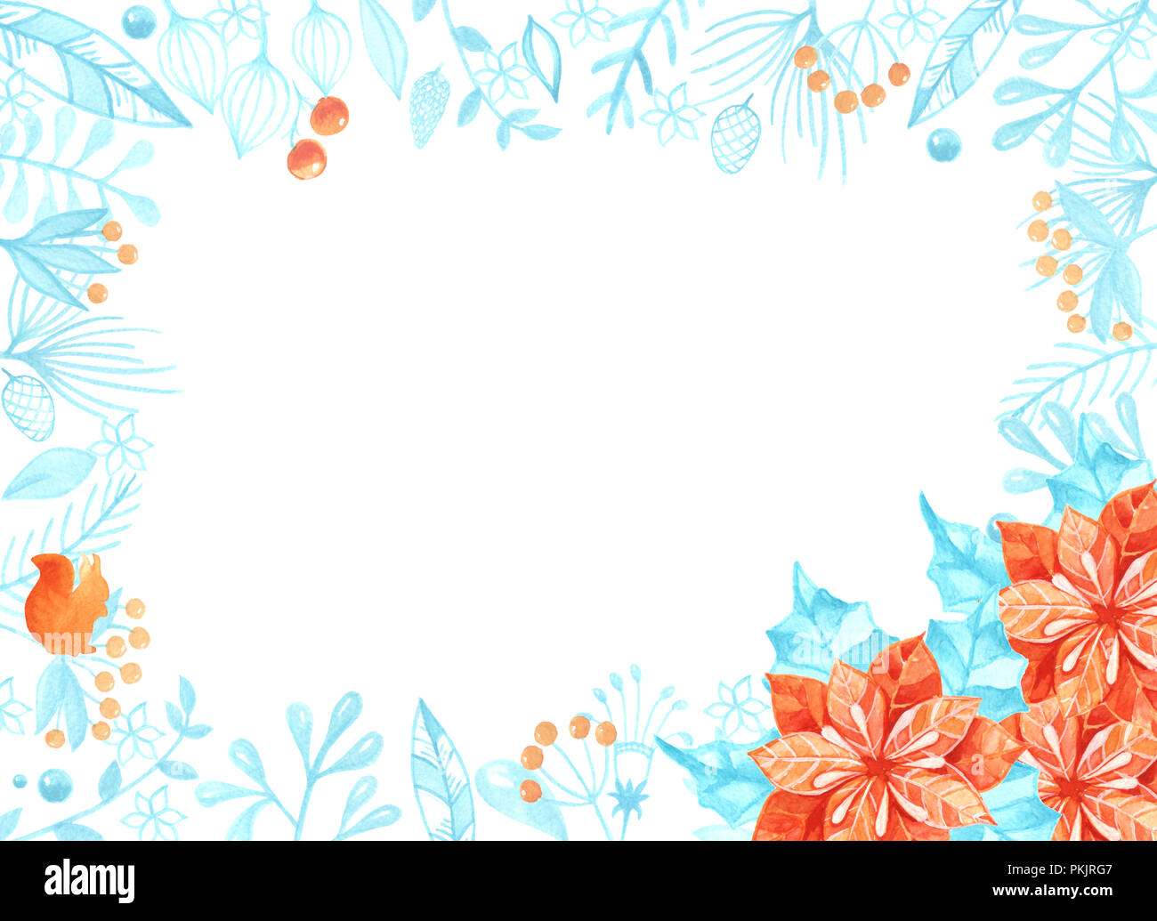 frame for congratulations with New year and Christmas in blue tones ...