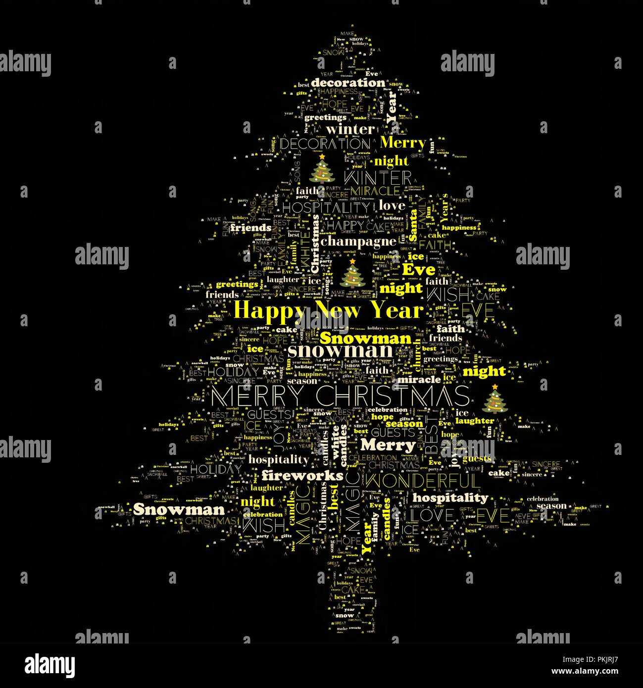 conceptual Merry Christmas holiday or Happy New Year winter abstract ...