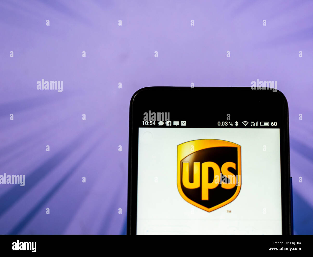 United Parcel Service (UPS) logo seen displayed on smart phone Stock ...