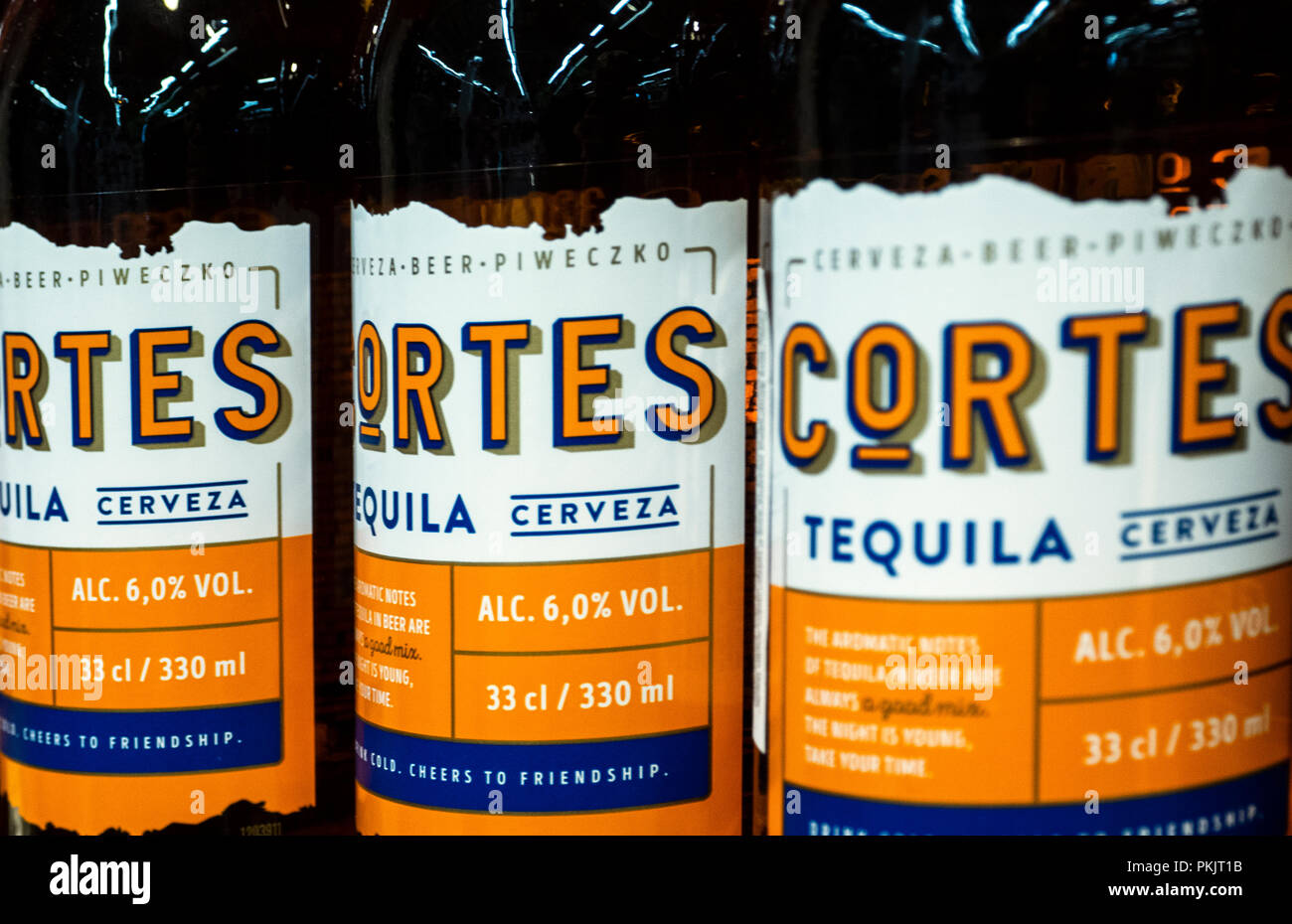 Cortes Tequila beer in store Stock Photo - Alamy