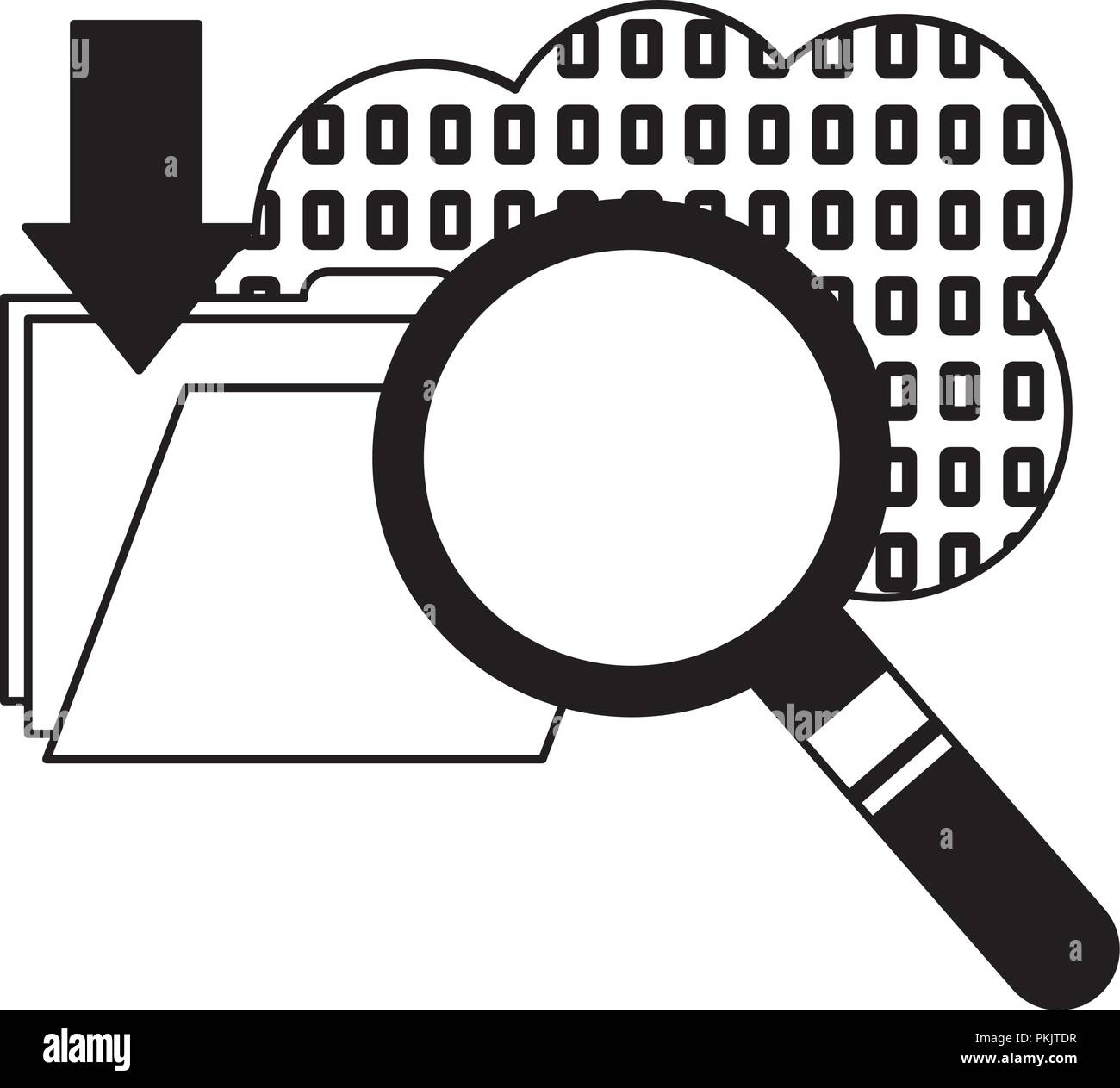 cloud storage binary folder file searching data vector illustration ...