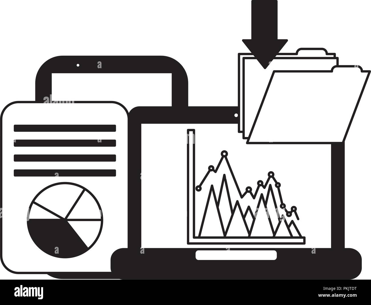 laptop computer file download document information system vector ...