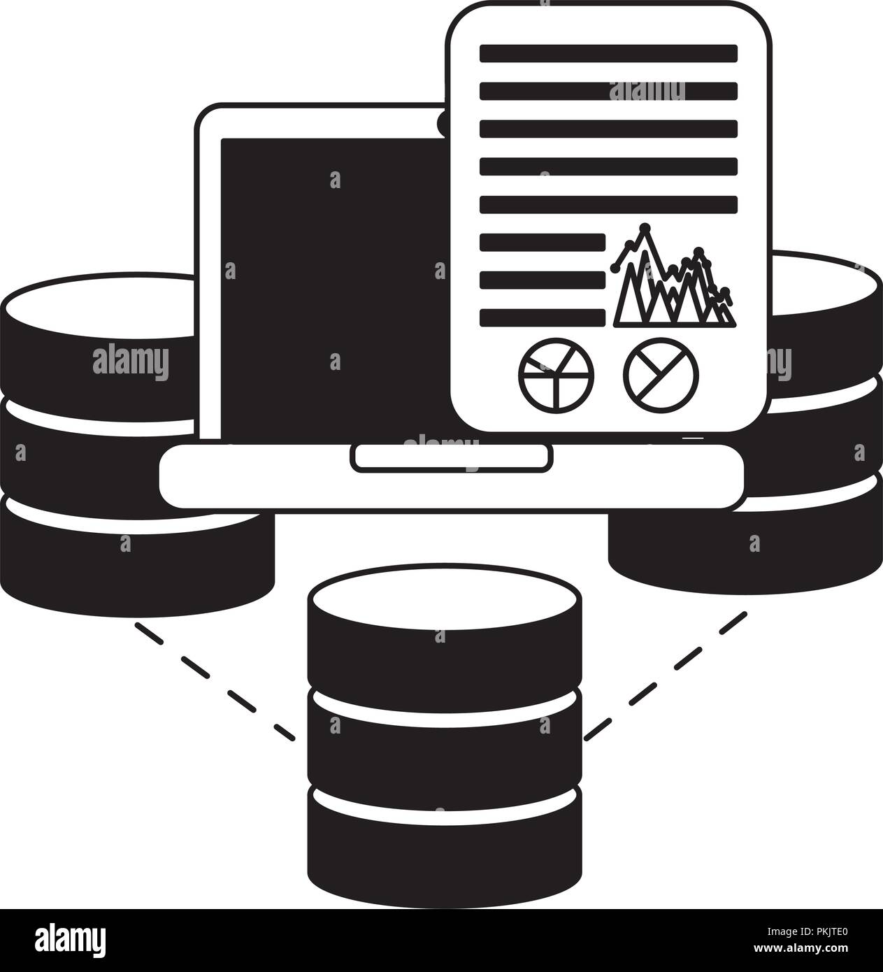laptop database server storage information document report vector ...