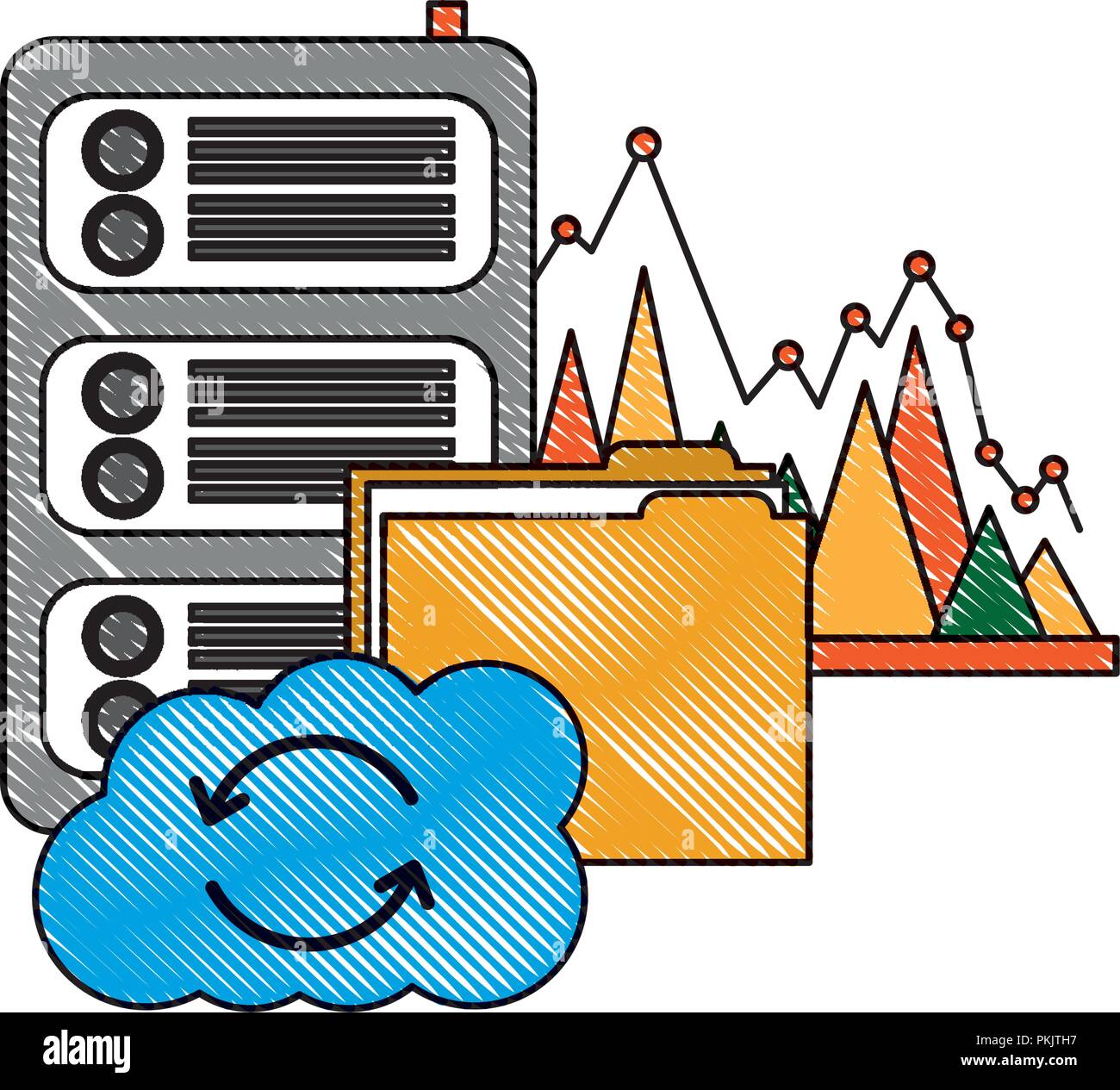 Cloud Computing Folder Database Center Statistics Stock Vector Image