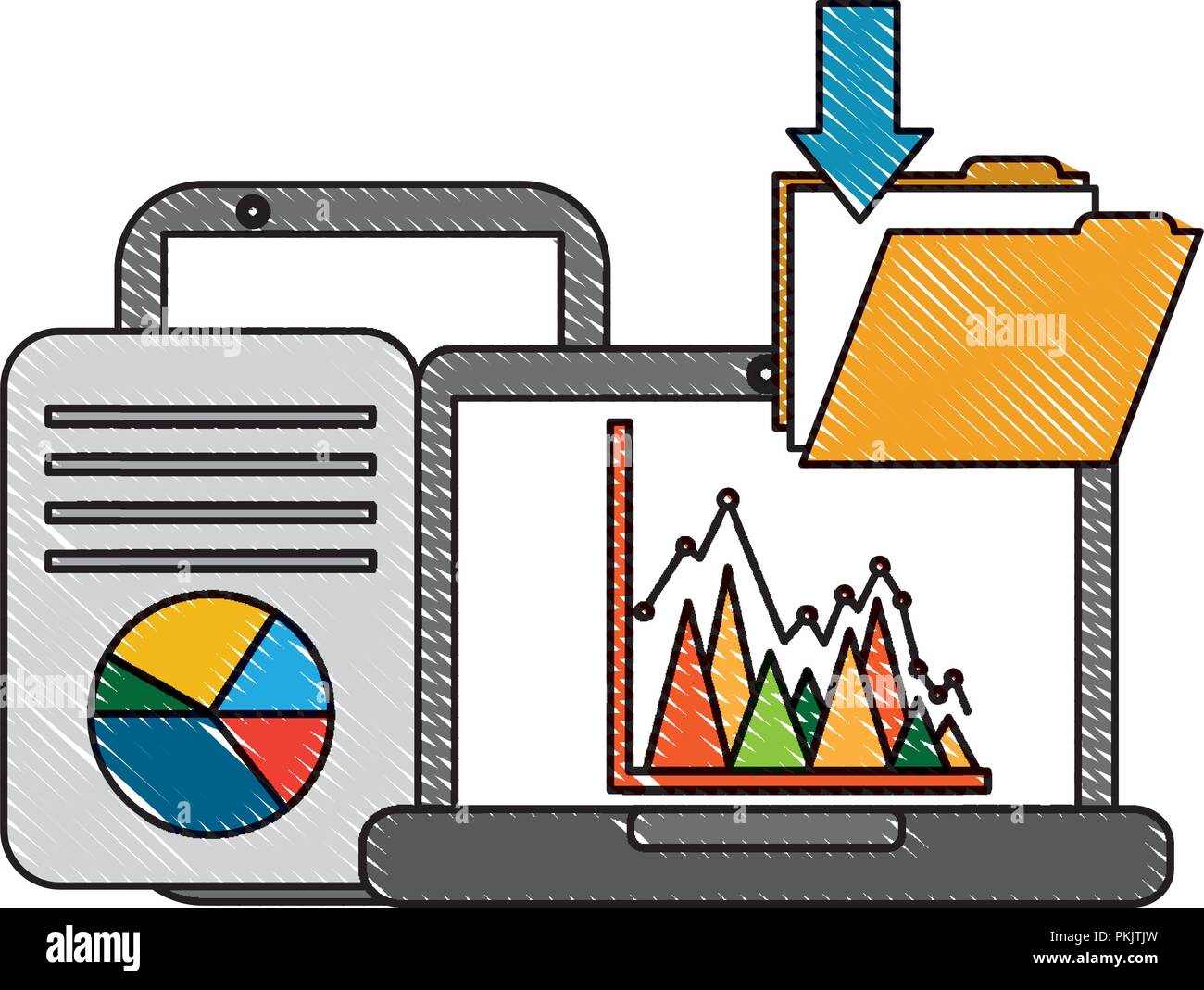 laptop computer file download document information system Stock Vector ...